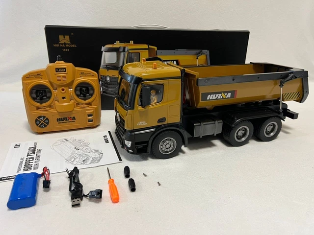 RC TRUCK HUINA 1573 Metal dump truck with lights and sounds and Battery ...