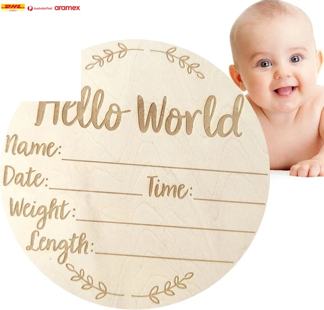 WOODEN BABY ANNOUNCEMENT Sign, Newborn Baby Announcement Sign, 5.9 Inch ...