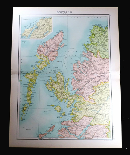 ANTIQUE MAP OF Scotland Isle of Skye Inverness Lewis Uist Oban ...