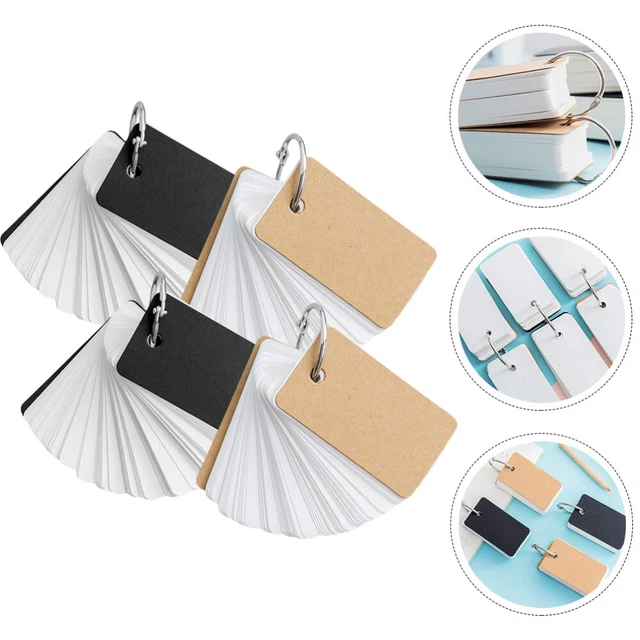 4 PCS CARDBOARD Cover Book Flashcards Binder Ring 3x5 Notecards Memory ...