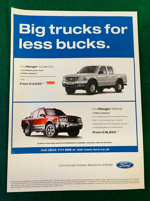 FORD RANGER DOUBLE Cab / Wildtrack Poster Advert Approx A4 Size File Xl ...