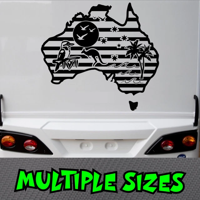 AUSTRALIA STICKER CAR Decal Caravan Australian Map Kangaroo Kookaburra ...