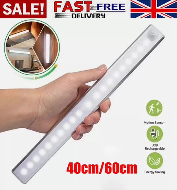 LED PIR MOTION Sensor Strip Light Magnetic USB Rechargeable Cabinet ...
