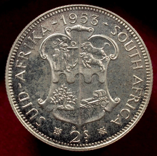 SOUTH AFRICA 2 Shillings 1953 - Queen Elizabeth II - 0.50 Silver (M1612 ...