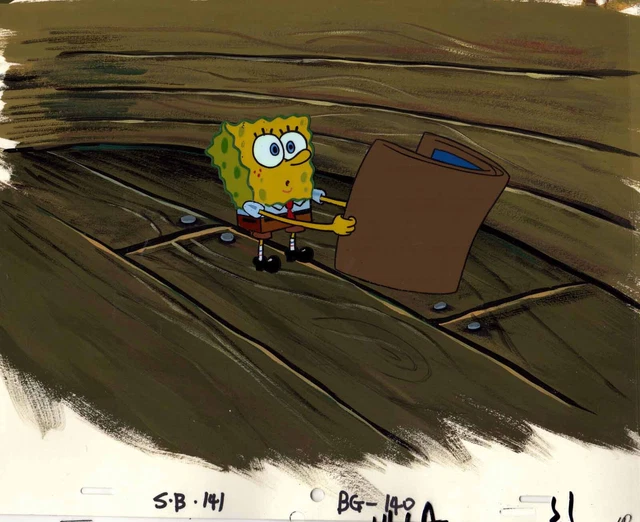INVESTMENT GRADE &TRUE& Master Set Up Spongebob Prod Background +Cels ...
