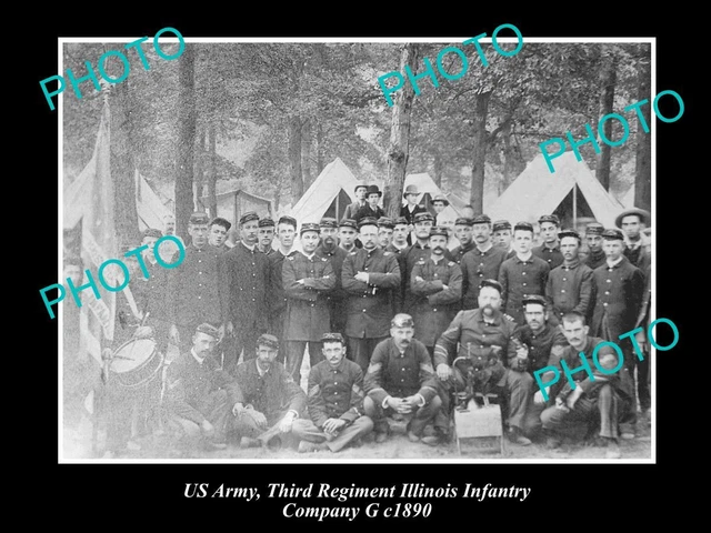 OLD HISTORIC PHOTO OF US ARMY 3rd REGIMENT ILLINOIS INFANTRY COMPANY G ...
