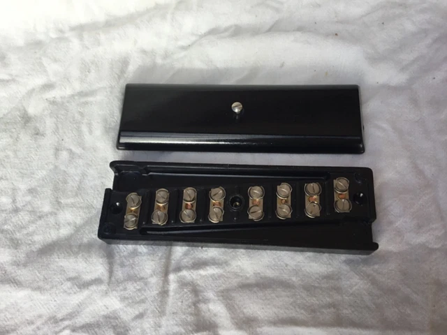 VINTAGE GPO TELEPHONE block terminal junction box in black with 8 ...