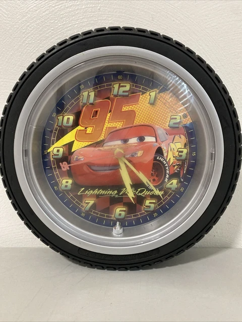 DISNEY PIXAR CARS LIGHTNING McQUEEN Clock Tire Shape WORKS £11.98 ...
