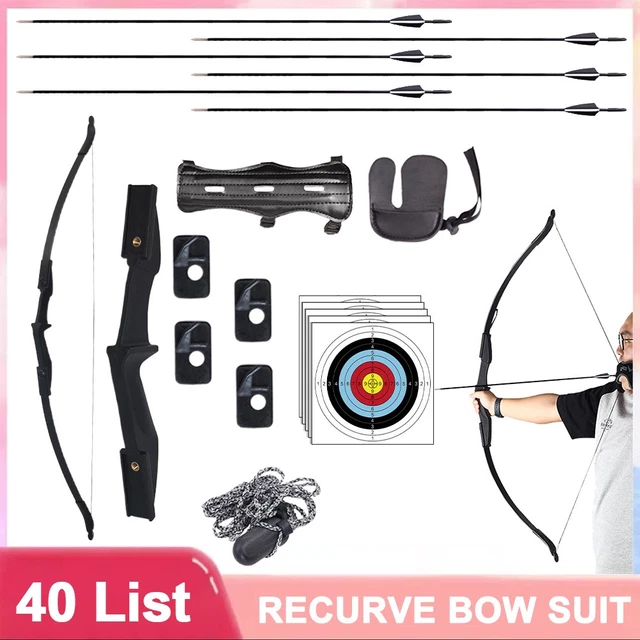 40LBS ARCHERY 50& Takdown Recurve Bow & Arrow Set for Beginner Target ...