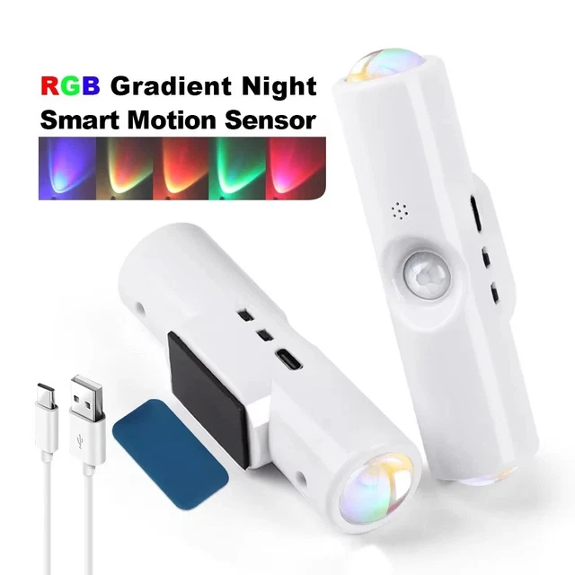 MINI MAGNETIC RECHARGEABLE LED RGB Gradient Motion Sensor Ambient Night ...