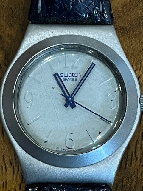 VINTAGE SWISS SWATCH Irony AG2003 WR Quartz Gents Leather Watch ...