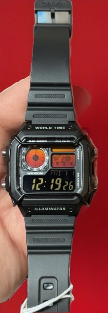 CUSTOM NEGATIVE DISPLAY Casio Royale AE1200 Tequila Sunrise Digital ...