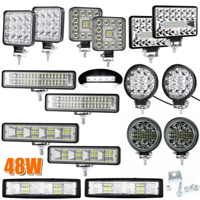 2X LED ARBEITSSCHEINWERFER Light Bar Offroad Flutlicht Strahler 12V 24V ...