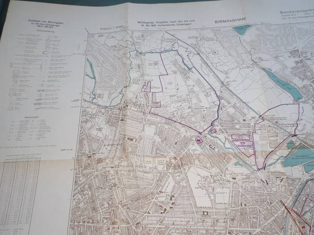 WW2 GERMAN LUFTWAFFE Bombing Target Map Birmingham Birchfield/Gravelly ...