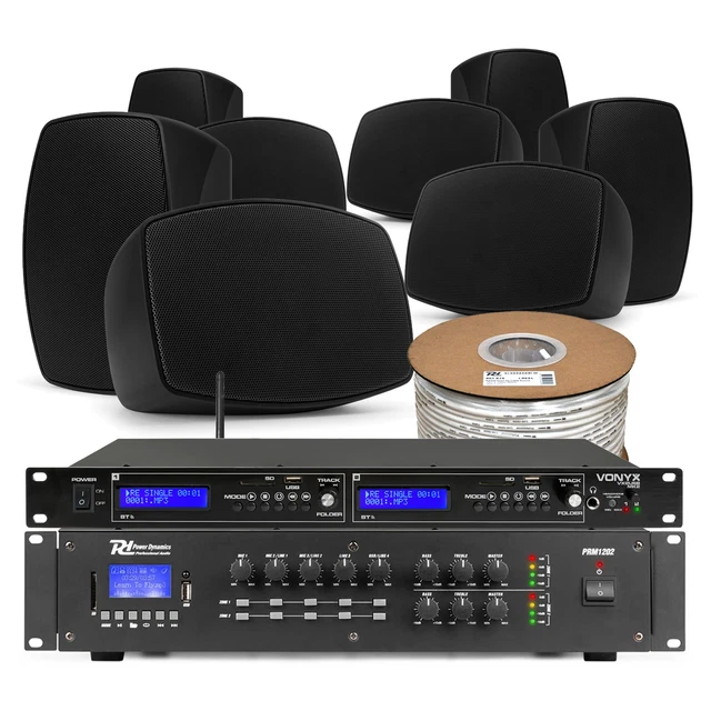 2 ZONE MATRIX PA System with Wall Speakers & Dual Media Player - 8x ...