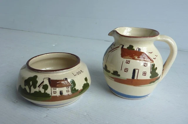 VINTAGE DEVON POTTERY - Motto Ware - Cream Jug & Sugar Bowl £12.99 ...