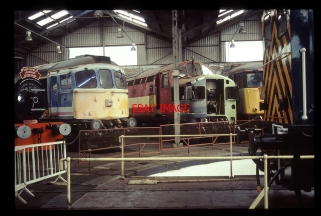 ORIGINAL 35MM SLIDE BR CLASS 37 NO 37057 CLASS 33 AND 08 LOCO IN DEPOT ...
