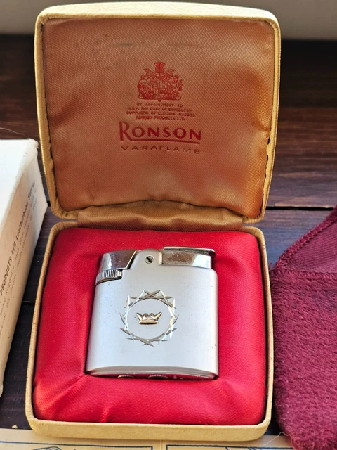 RARE VINTAGE RONSON VARAFLAME Gas Lighter Orig.Box, Pouch, Instruction ...
