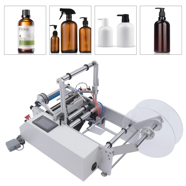SEMI-AUTOMATIC LABELING&CODING MACHINE Round Bottle Jar Label Marking ...