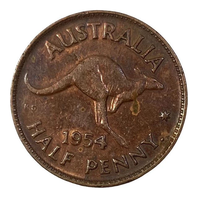 1954 AUSTRALIA ½ Penny (Pound) Australian Old Coin Kangaroo/ Queen ...