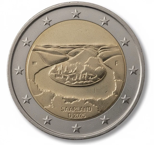 GERMANY 2 EURO Coin 2025 SAARLAND Federal States Series D Mint Mark UNC ...