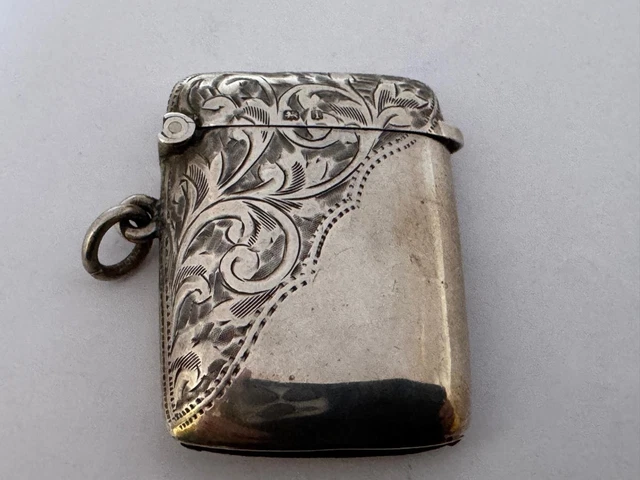 ANTIQUE ELEGANT RARE ornate Edwardian solid silver Vesta by T. Bishton ...
