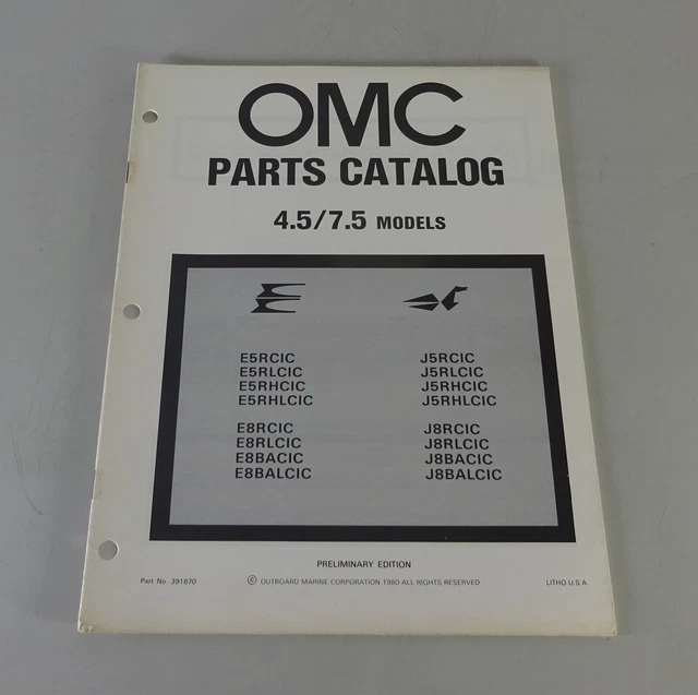 PARTS CATALOG OMC Evinrude / Johnson Outboards 4.5 / 7.5 HP Models Year ...