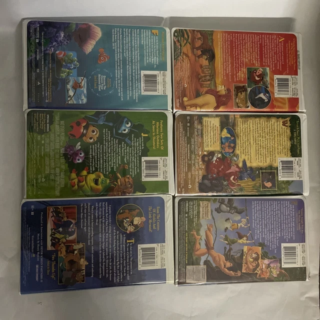WALT DISNEY, VHS TAPES, LOT OF 6 PIXAR Nemo, Bugs, Lion, Tarzan & Mouse ...