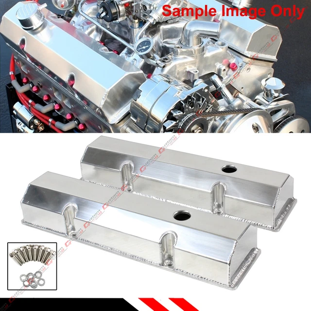 SBC CHEVY FABRICATED Aluminum Tall Valve Covers W/ Short Bolt- 283 327 ...
