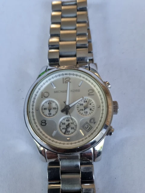 MICHAEL KORS RUNWAY Chronograph Watch Womens Stnl.Steel MK-5076 Date ...