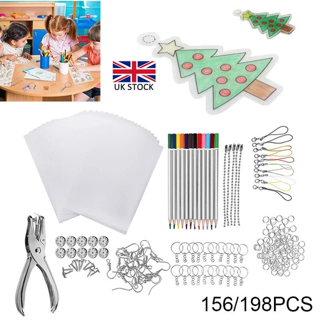 HEAT SHRINK PLASTIC Sheets Kit Shrinky Art Paper Hole Punch Keychains DIY Useful £9.22 - PicClick UK