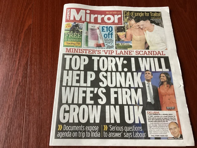 SUNDAY MIRROR Newspaper February 4 2024 Manchester United Rishi Sunak £ ...