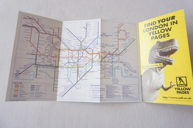 JULY 1998 LONDON Underground Pocket Map Tube Map Yellow Pages Dinosaur ...