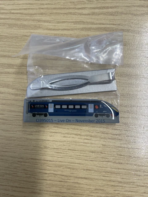 RAILWAY TIE CLIP Hitachi Class 395 Javelin 2015 Railtour Unit 395015 BR ...