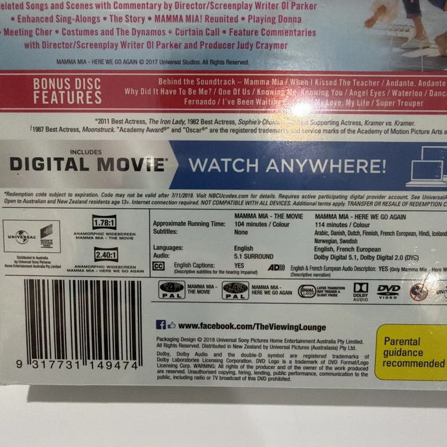 MAMMA MIA | 2-Movie Collection Collectors Edition DVD 3-Disc PAL Region ...