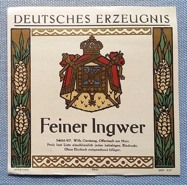 OLD BOTTLE LABEL Fine Ginger Art Nouveau Design Franz Franke £10.64 ...