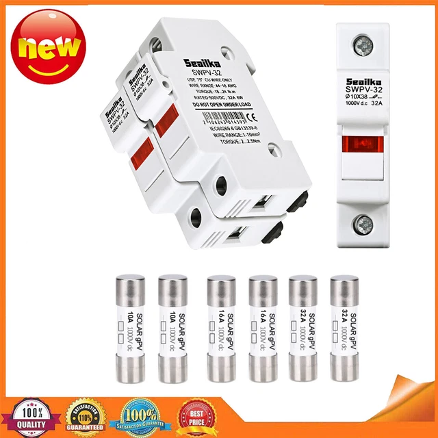 DC PV FUSE Holder Fuse 10x38 Solar Cylindrical Fuse Links 1000V 10x38 ...