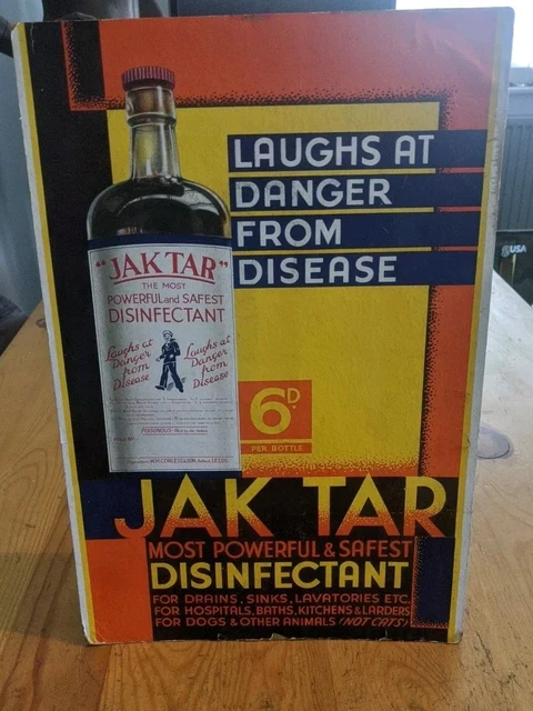 VINTAGE JAK TAR DISINFECTANT STANDEE STANDUP ADVERTISING DISPLAY ...