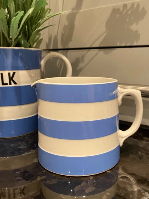 RARE TG GREEN Blue & White Cornishware 1Pnt Dreadnought JUG old church ...