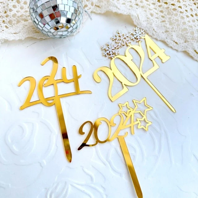 SNOWFLAKE SHAPE HELLO 2024 Cake Topper Acrylic Cake Toppers Party Decor ...
