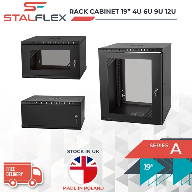 19& 4U 6U 9U 12U Network Data Cabinet Comms Wall Rack Patch Panel ...