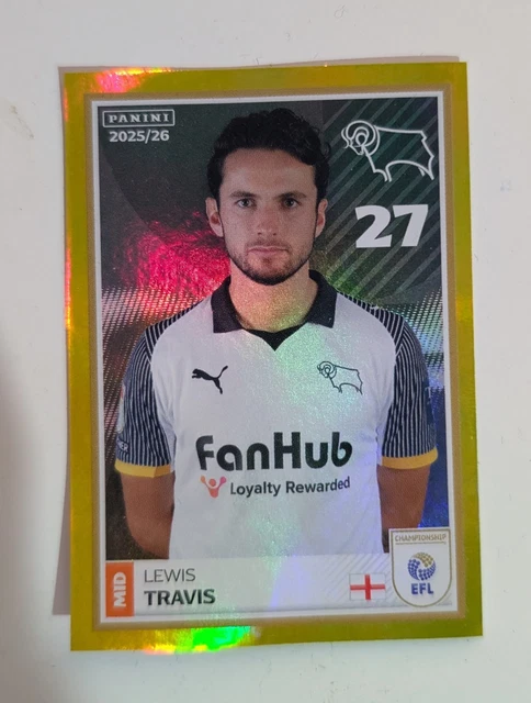PANINI EFL 2025/26 Gold Captain Parallel Lewis Travis Sticker #118 ...