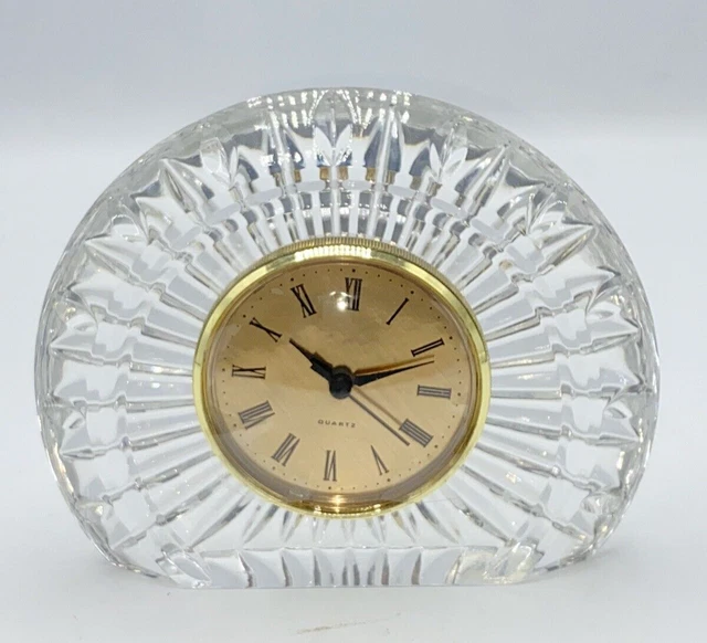 VINTAGE WELLGAIN QUARTZ Dresser Clock Full 24% Lead Crystal Base Royal ...