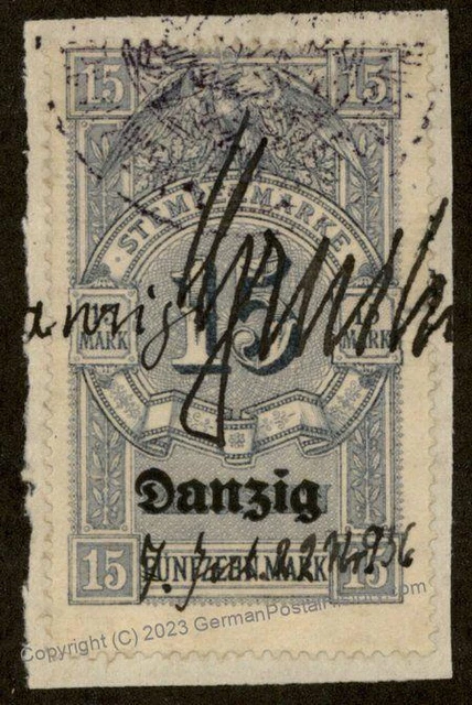 DANZIG GERMANY PREUSSEN Prussia Mark Stempelmarke Document Revenue ...