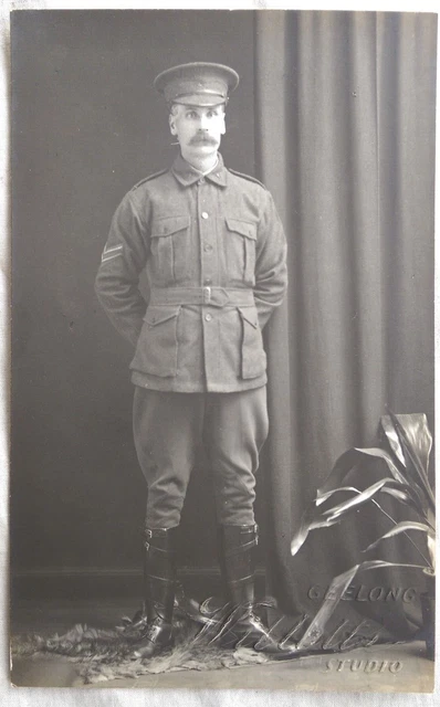 WW1 AUSTRALIAN STUDIO photo of a digger in uniform. Corporal. Geelong ...