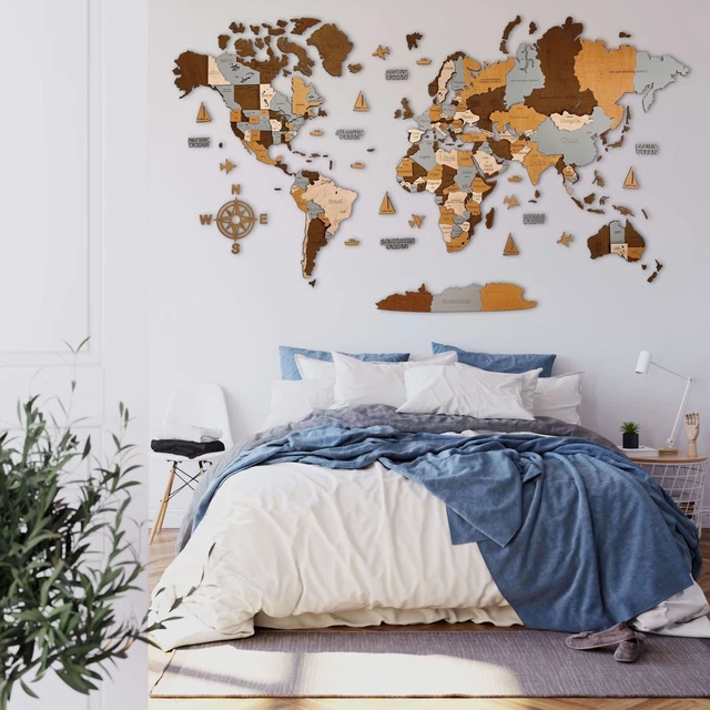 3D WOODEN WORLD Map Model “Sahara” Wall Decor Weltkarte aus Holz $92.16 ...