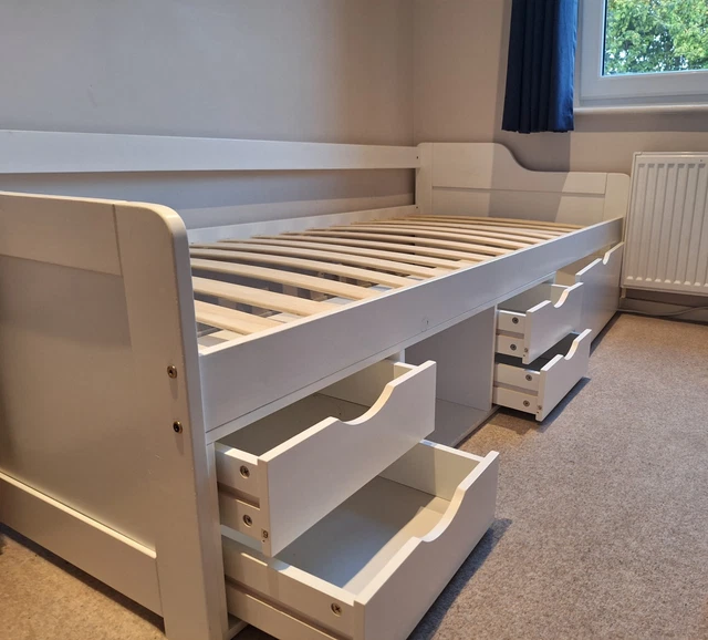 LOW SINGLE SLEEPER Bed with Storage Drawers £50.00 - PicClick UK