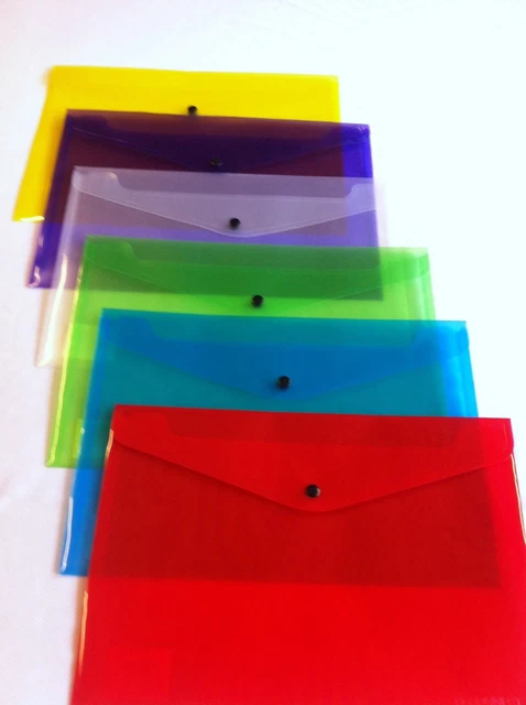 STUD CLOSING PLASTIC Folders Wallets A5,A4,A3 Choice Of Colours £4.60 ...