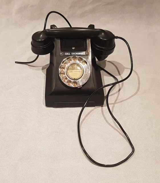 ANTIQUE BAKELITE ART Deco Black Telephone-GPO-330L-Call-Exchange With ...