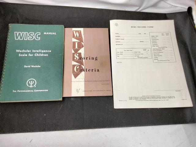 WISC MANUAL/SCORING CRITERIA Form Wechsler Intelligence Scale for ...